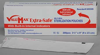 Valumax Clear Self-Seal Sterilization Pouches